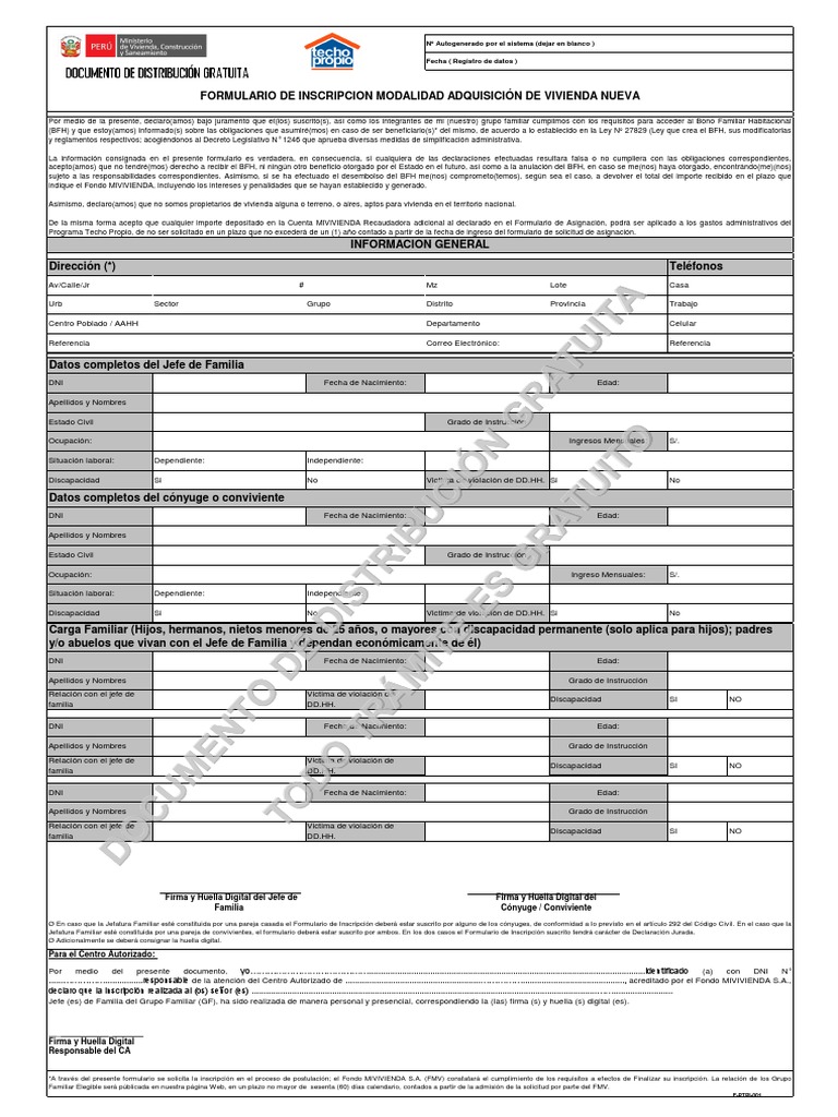 Formulario Techo Propio | PDF | Gobierno