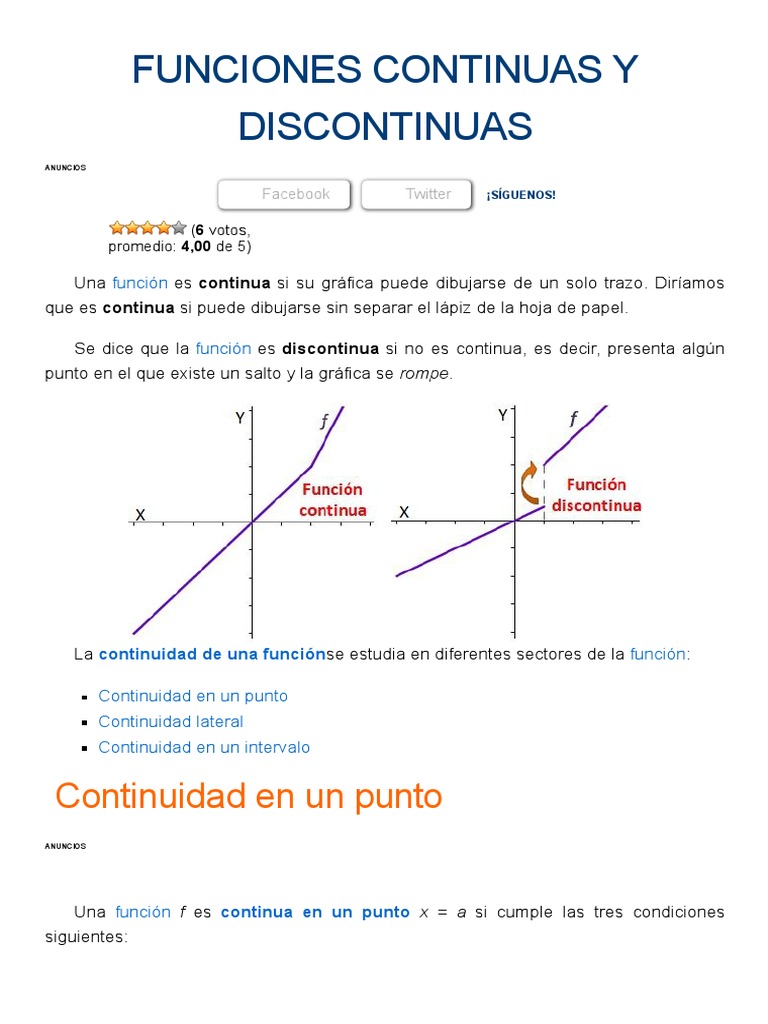 Funciones Continuas y Discontinuas | PDF | Función continua ...