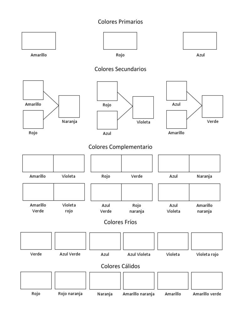 Hoja De Trabajo De Teoría Del Color En Formato Pdf PDF) Teoría Del