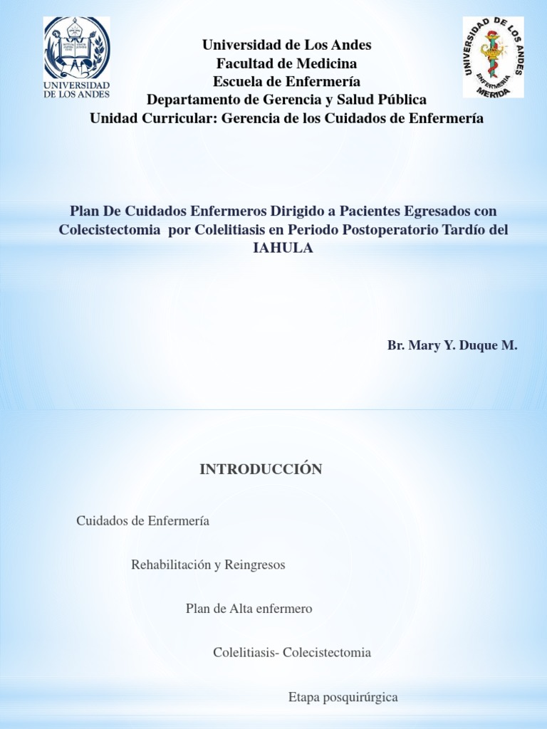 Presentacion Plan de Alta | PDF | Enfermería | Cirugía