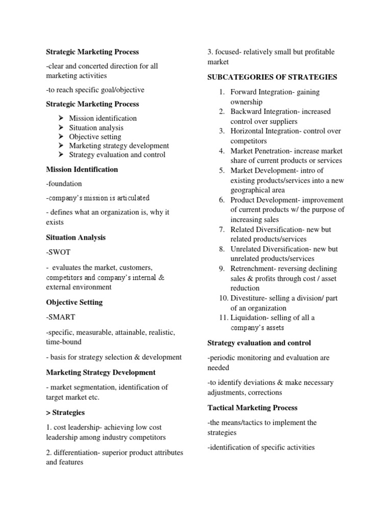 Strategic Marketing Process | PDF | Marketing Strategy | Strategic ...