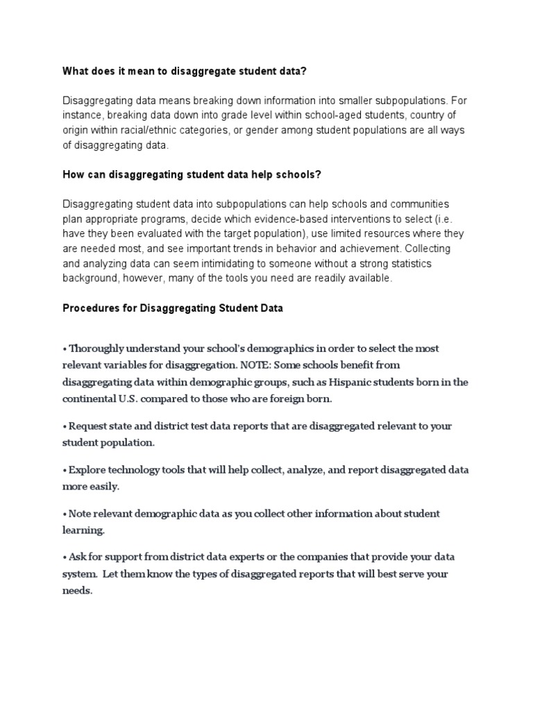 Disaggregate Student Data | PDF