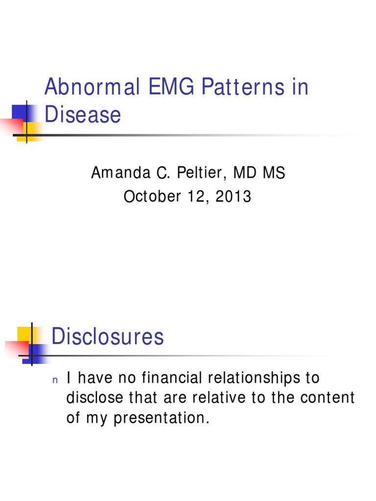 Abnormal EMG Patterns in Disease 2013 | PDF | Electromyography ...