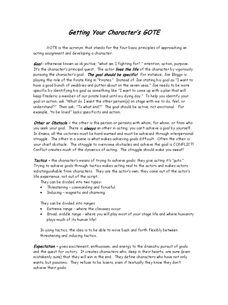 Getting Your Character's GOTE: Goal Lives The Life The Goal Should Be ...