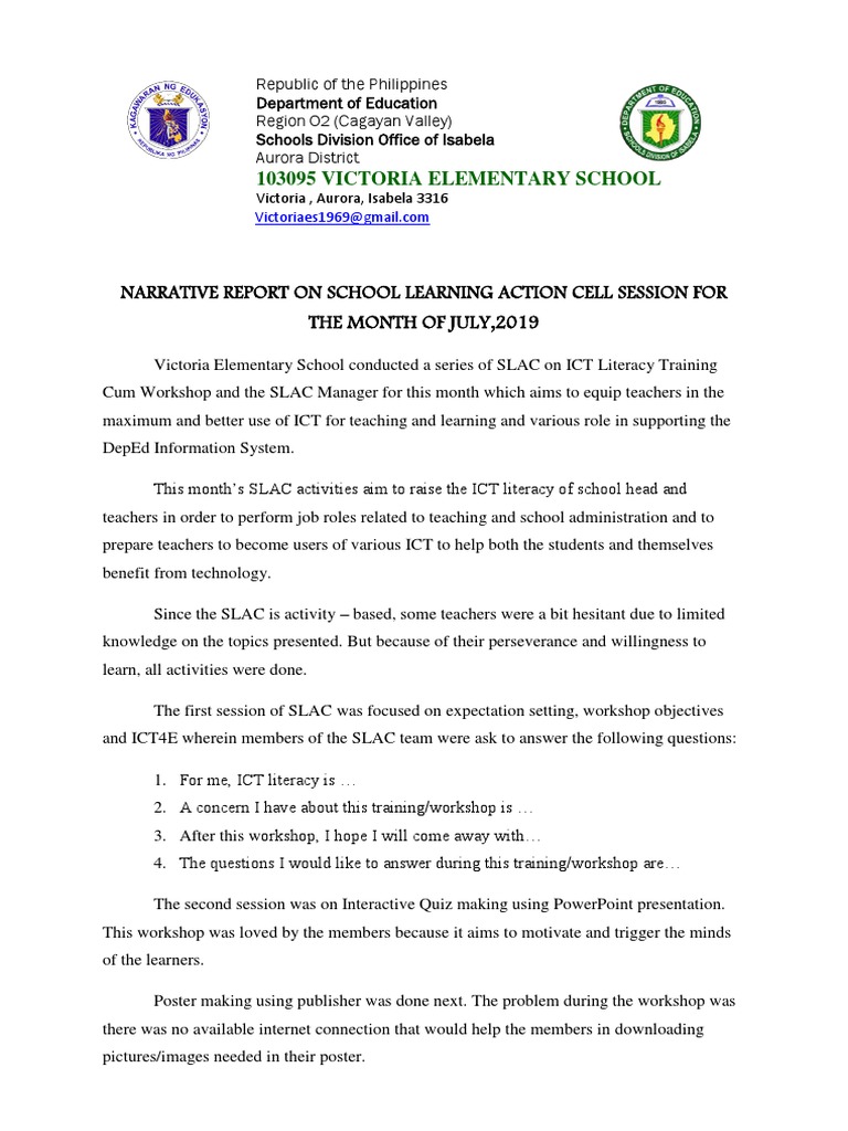 Narrative Report On Ict | PDF | Educational Technology | Literacy