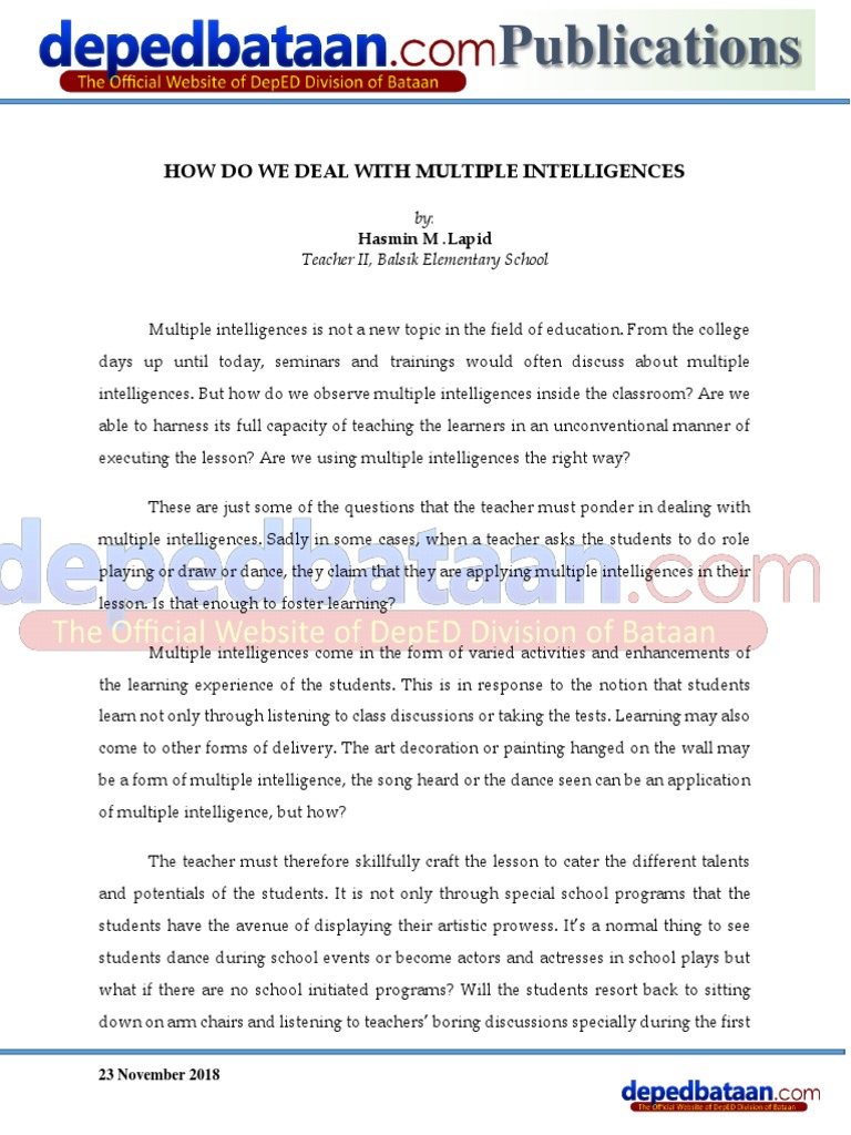 Publications: How Do We Deal With Multiple Intelligences | PDF ...