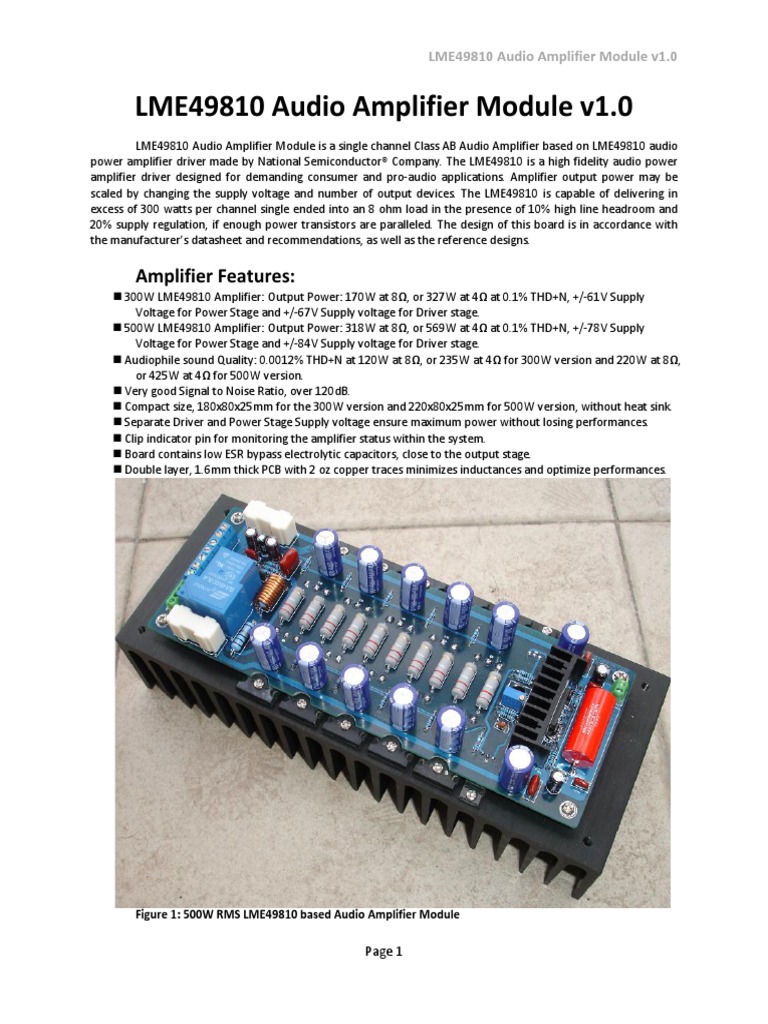 Audio Amplifier | PDF | Amplifier | Power Supply