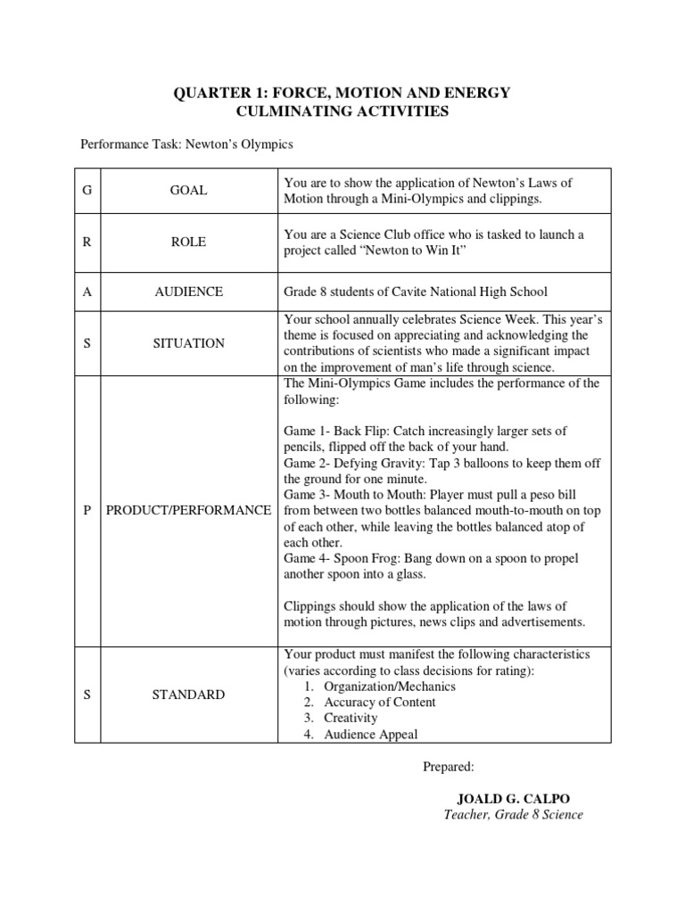 G8 Performance Tasks PDF | PDF | Earthquakes | Force