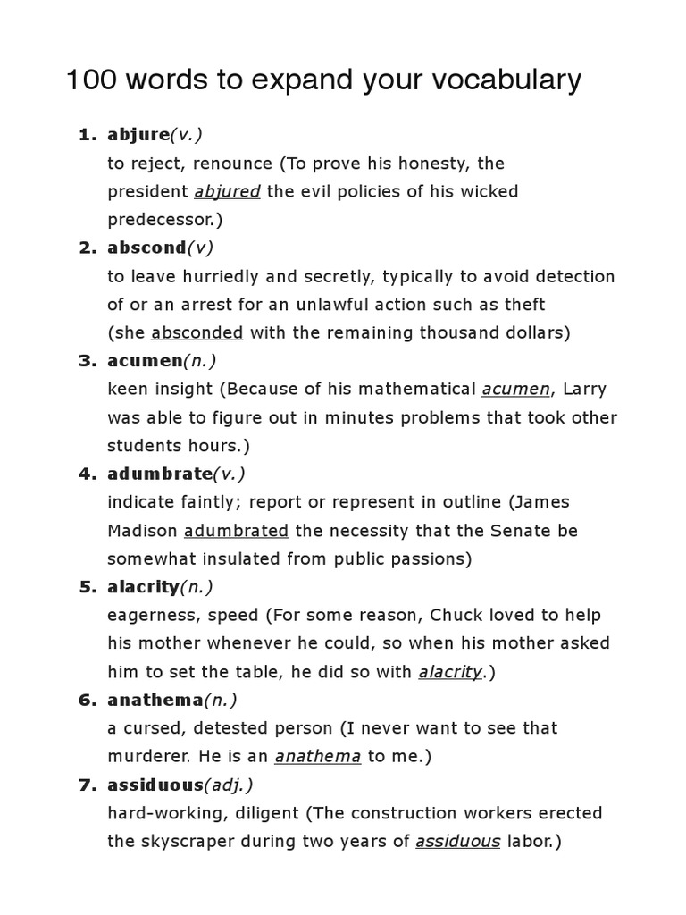 Vocabulary Expansion: Key Terms Explained | PDF