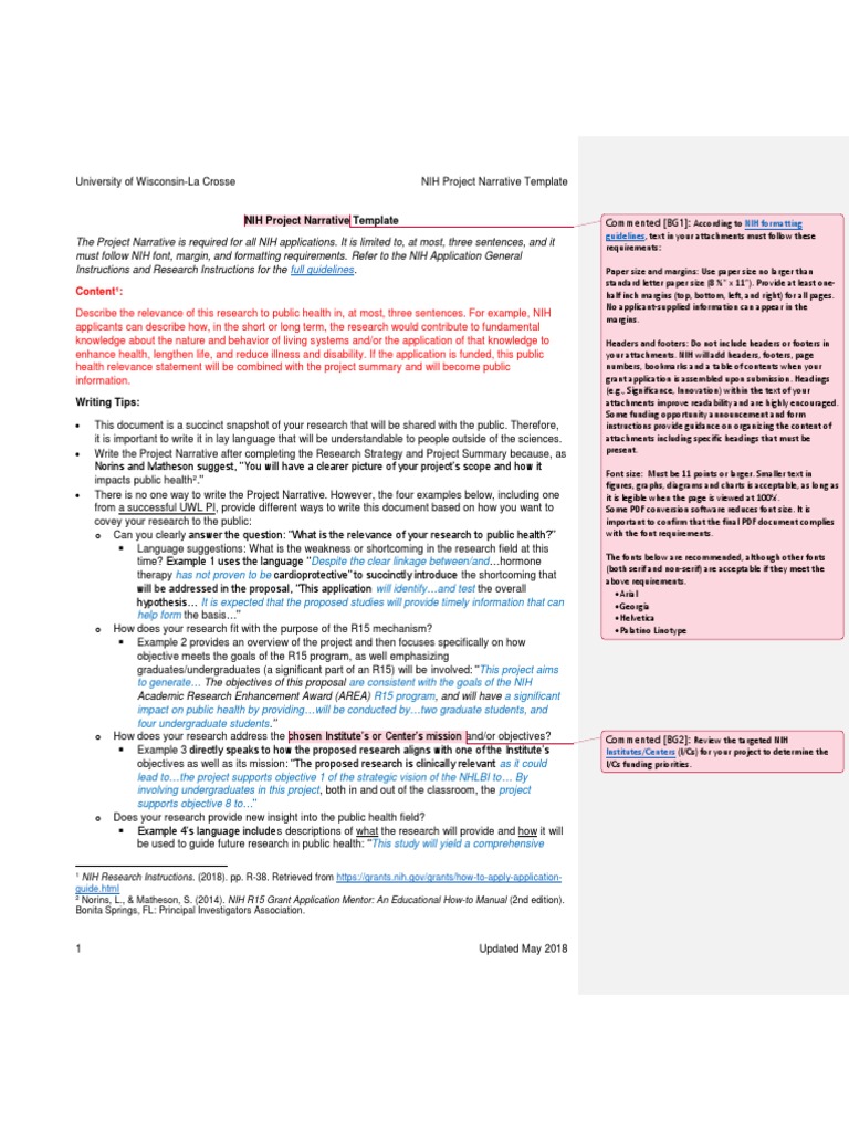 NIH Project Narrative Template: Content | PDF | Cell Signaling ...