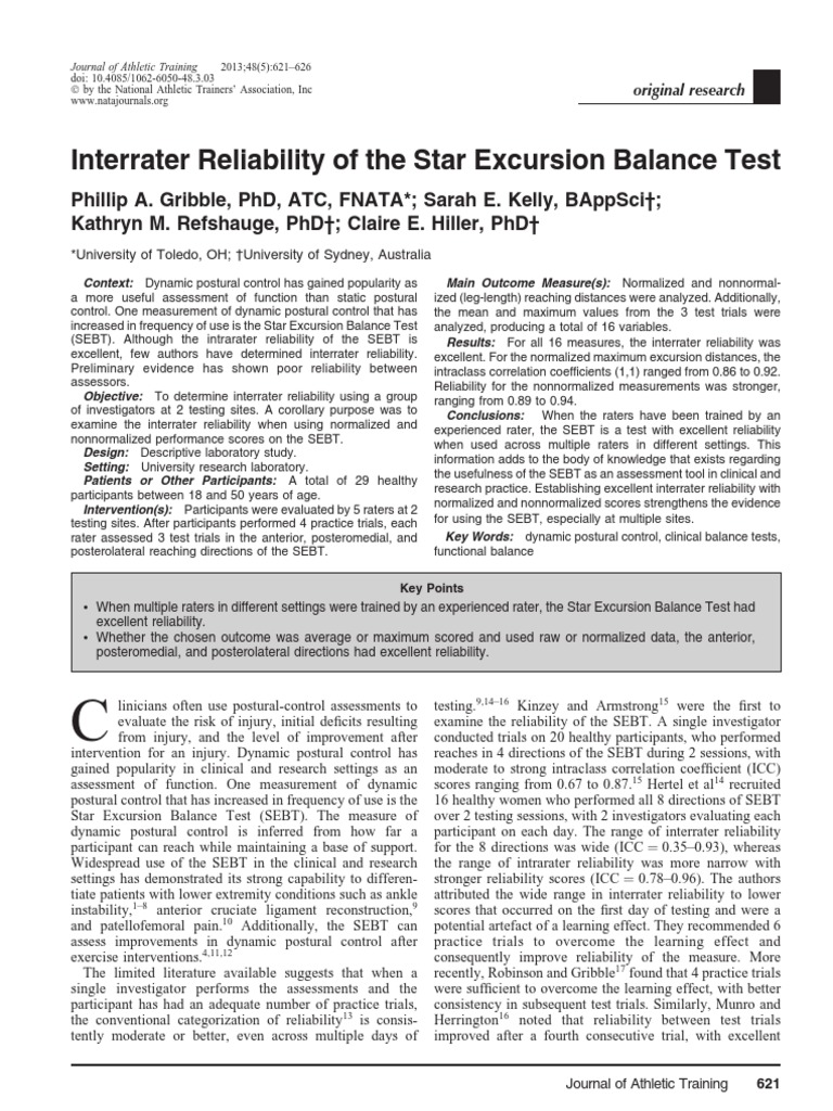 2013, Star Balance Test | PDF | Balance (Ability) | Statistical Analysis