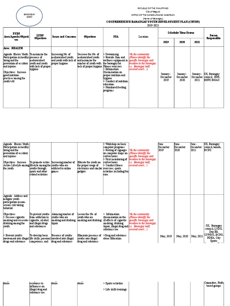 Comprehensive Youth Development Plan 2019-2021 | PDF | Reproductive ...
