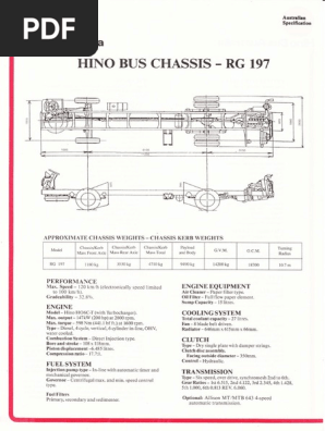 Hino Bus Dimensions