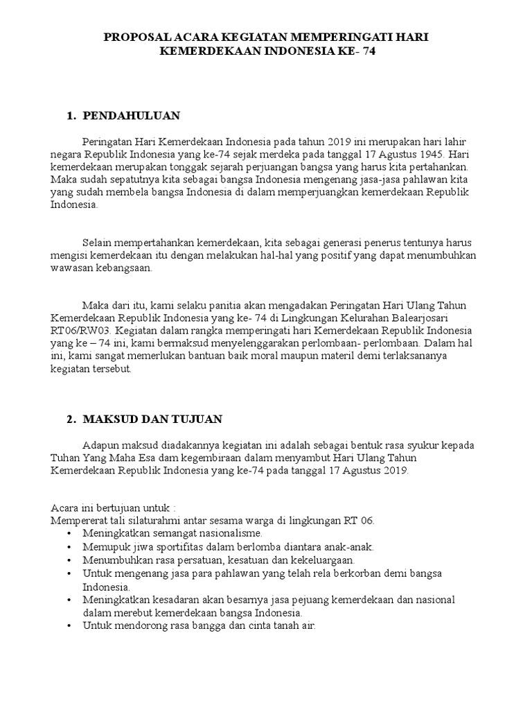 Proposal Pengajuan Dana Kegiatan Lomba RT | PDF