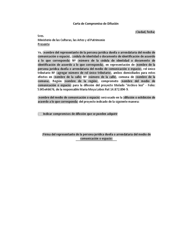 Modelo de Carta de Compromiso | PDF