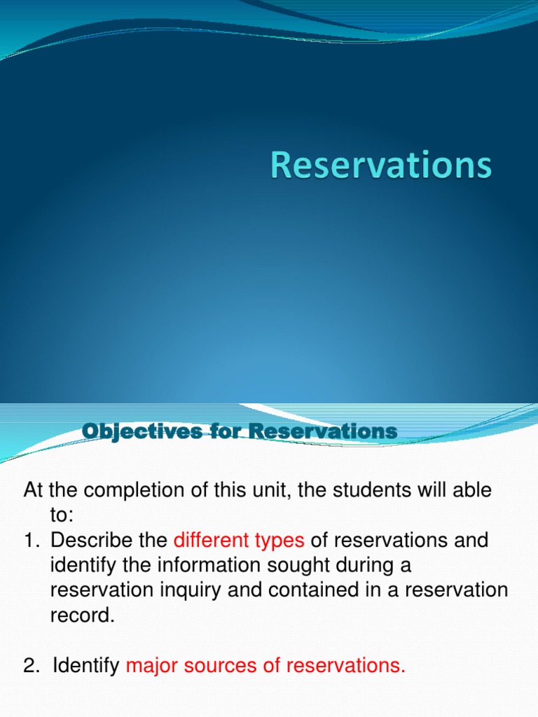Front Office Reservation Procedures | PDF | Travel Agency | Hotel