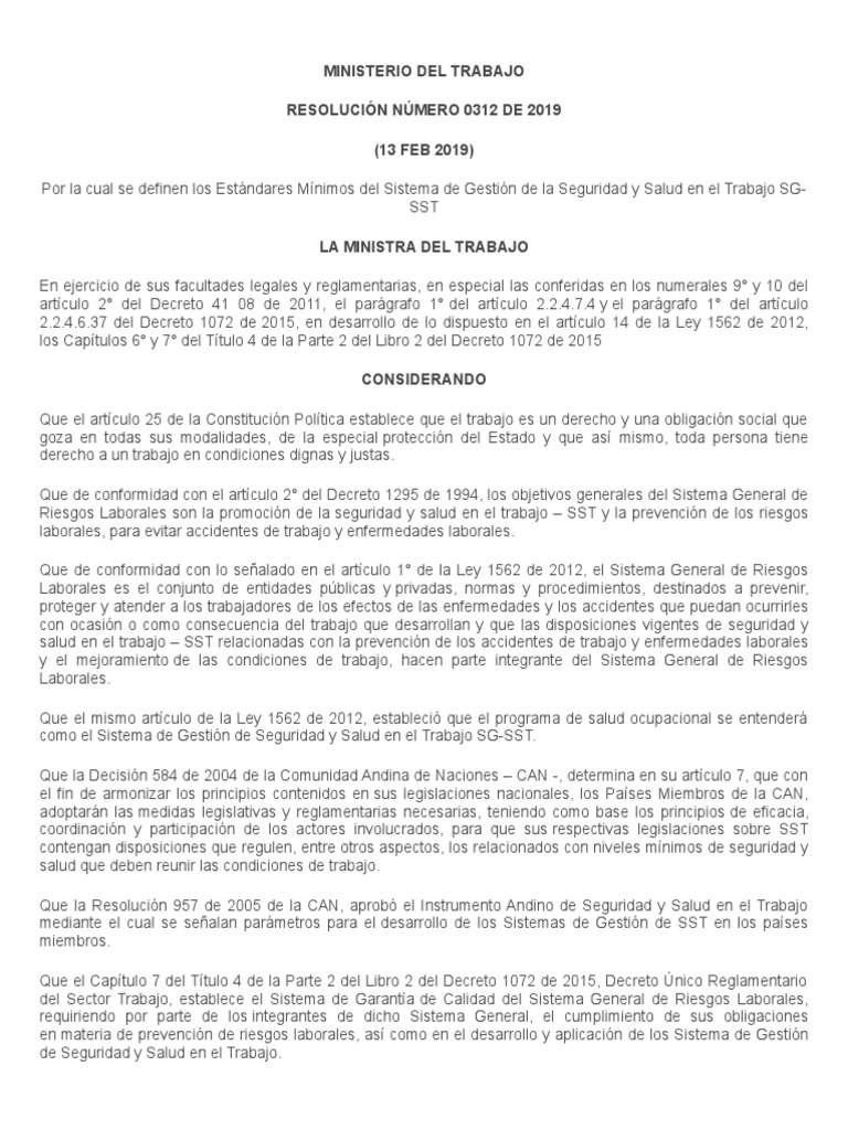 Resolución 0312-2019 | PDF | Derecho laboral | Comunidad andina