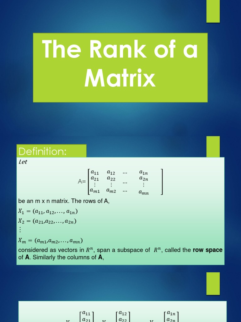 The Rank Of A Matrix Pdf Linear Subspace Matrix Mathematics
