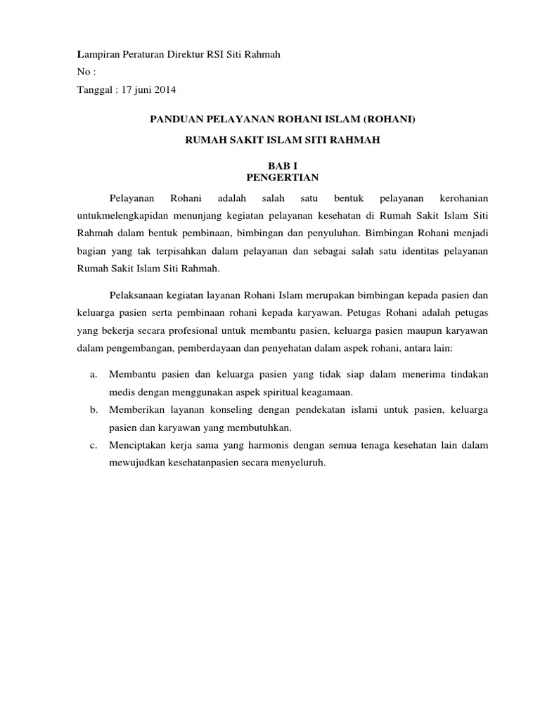Panduan Pelayanan Rohis | PDF | Kesehatan Holistik