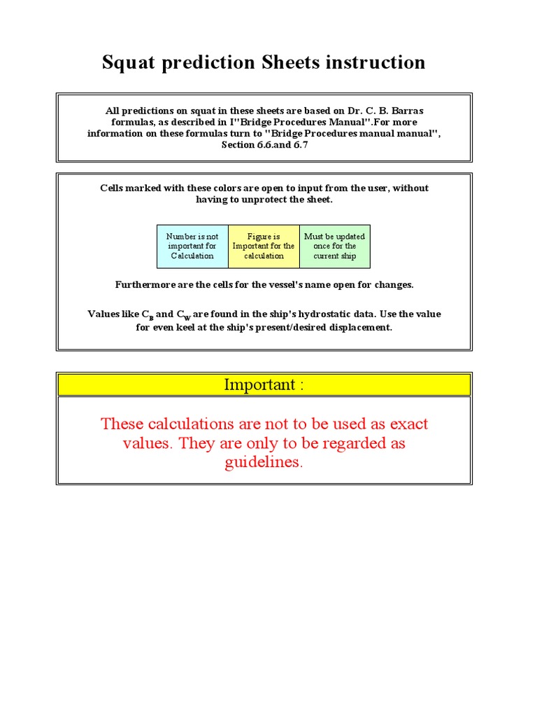 Simplified Squat Calculation | PDF | Shipping | Ships