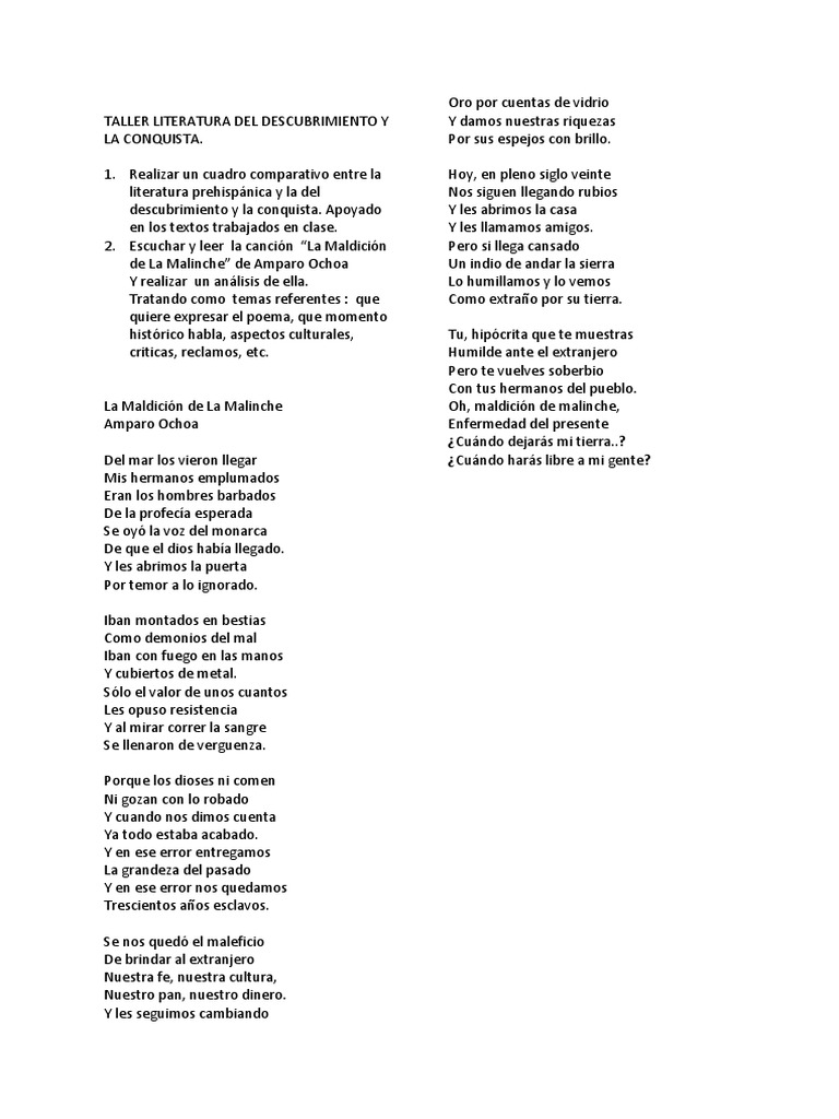 La Maldición de La Malinche Taller | PDF
