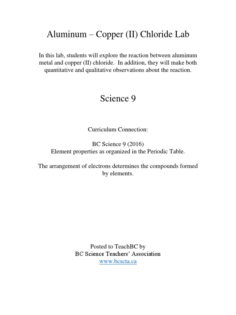 Aluminum and Copper Chloride Reaction Lab | PDF | Chemical Reactions ...