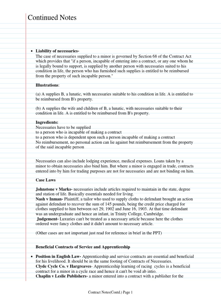 Contract Notes (Contd.) | PDF | Consideration | Contract Law