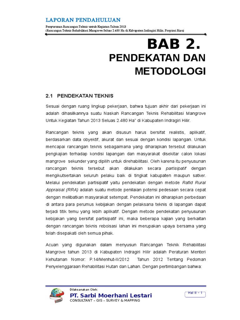 Bab II. Metodologi Rantek Mangrove Inhil (221012) | PDF