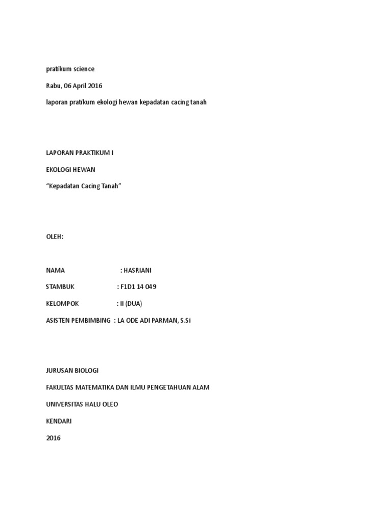 Pratikum Cacing | PDF | Griya & Taman | Sains & Matematika