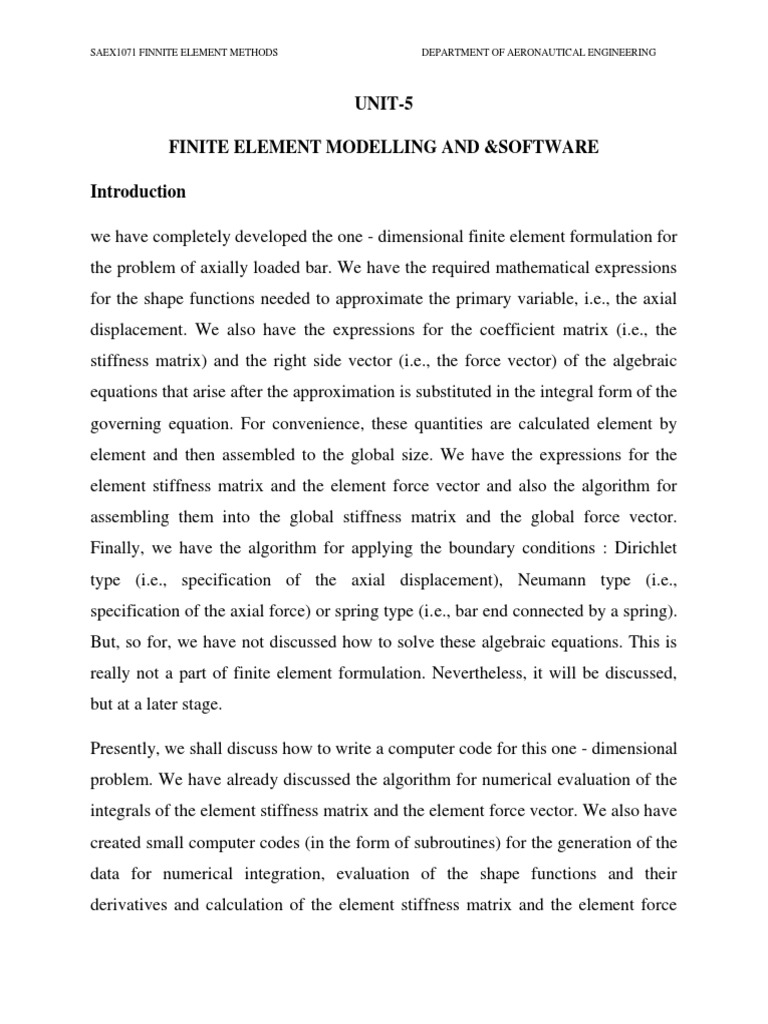 Developing a Finite Element Computer Code for Solving a One-Dimensional Axially Loaded Bar ...