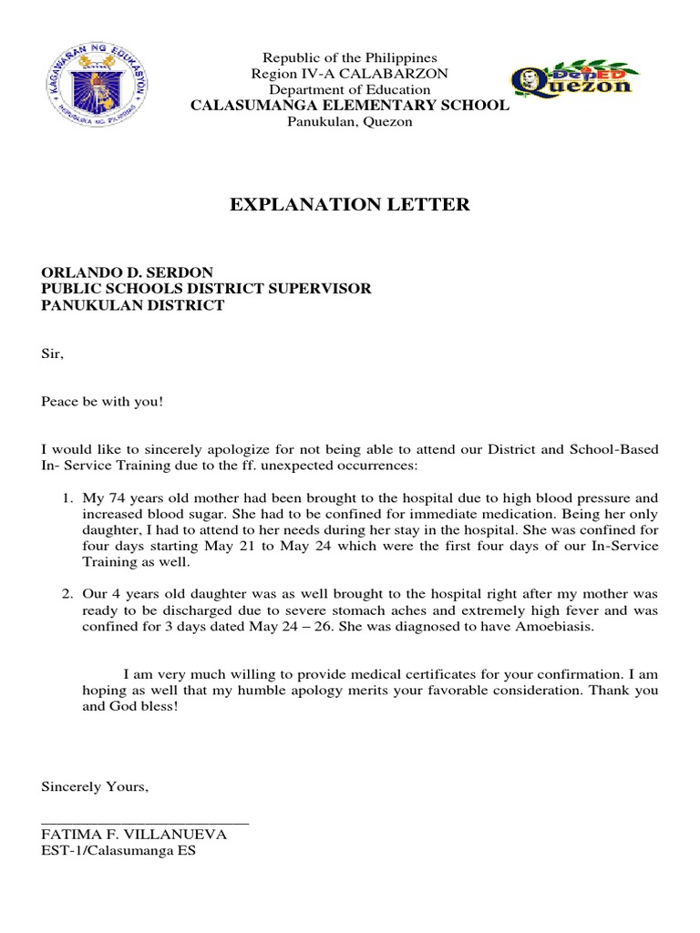 Explanation Letter | PDF