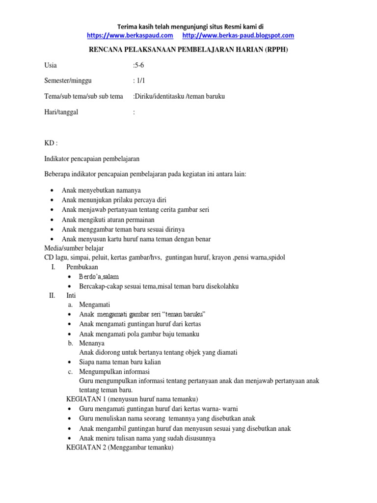 123dok RPPH+PAUD+K+13+5M+Smt+1+Tema+DIRIKU+IDENTITASKU | PDF