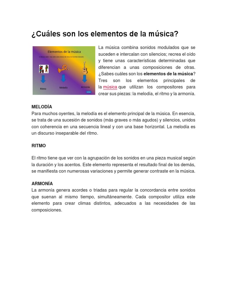 Cuáles Son Los Elementos de La Música | PDF | Sonido | Melodía