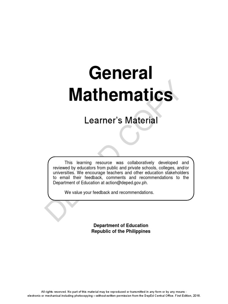 General Mathematics Chapter 3: One-to-One Functions | PDF | Function ...