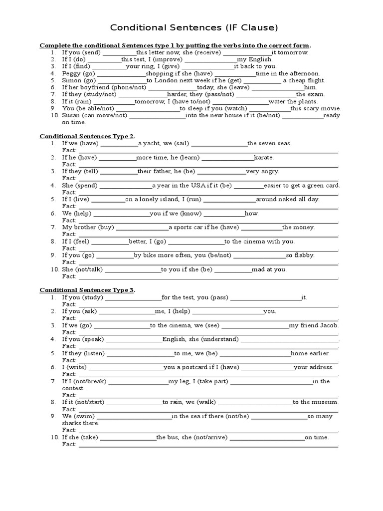 Conditional Sentences (If Clause) | PDF | Sentence (Linguistics) | Linguistic Typology