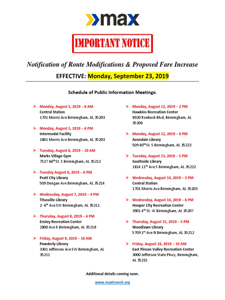 BJCTA Rout Changes Public Meeting Notification 2019 | PDF