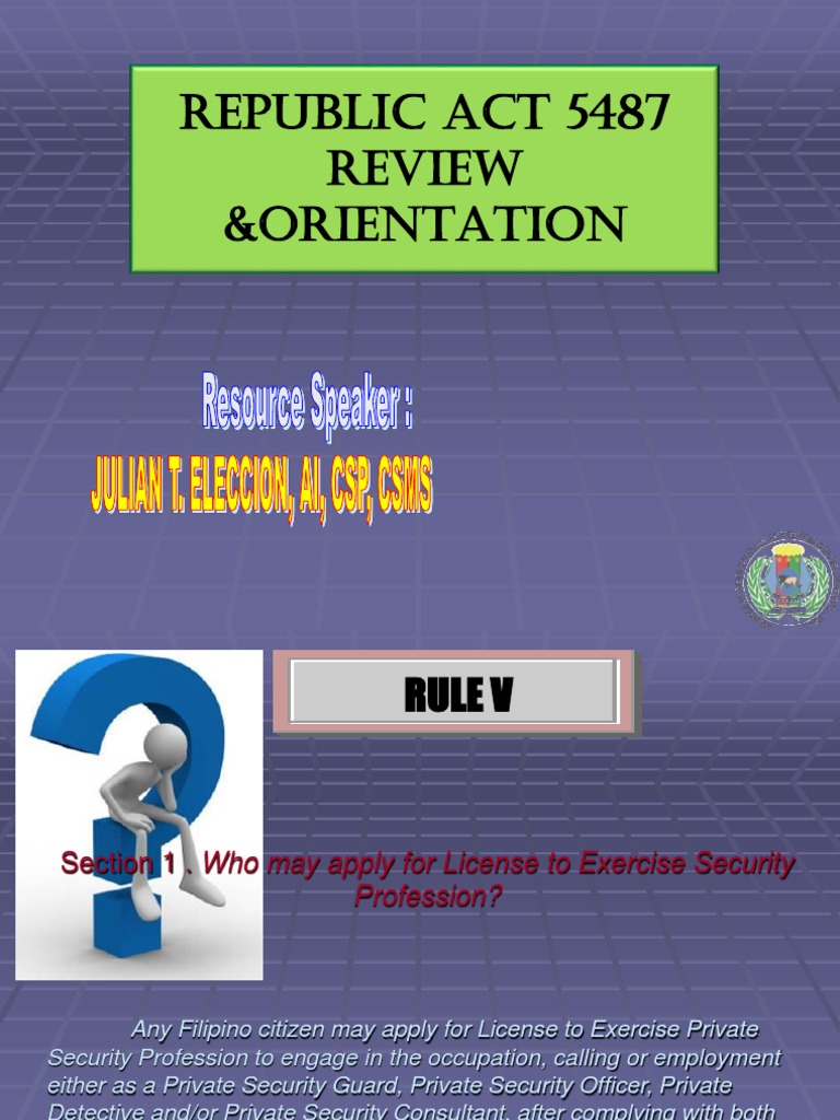 Legal Aspect RA 5487 As Amended 2 | PDF | Security Guard | Search And ...
