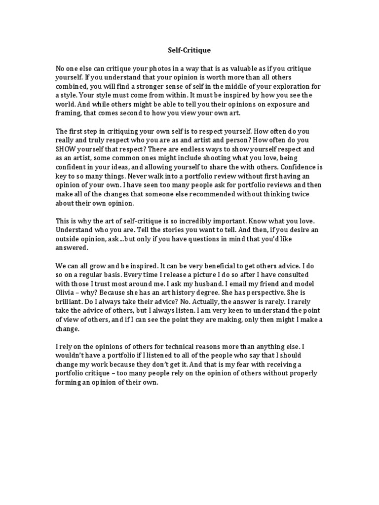 The Art of Self Critique PDF | PDF | Experiment | Psychological Concepts