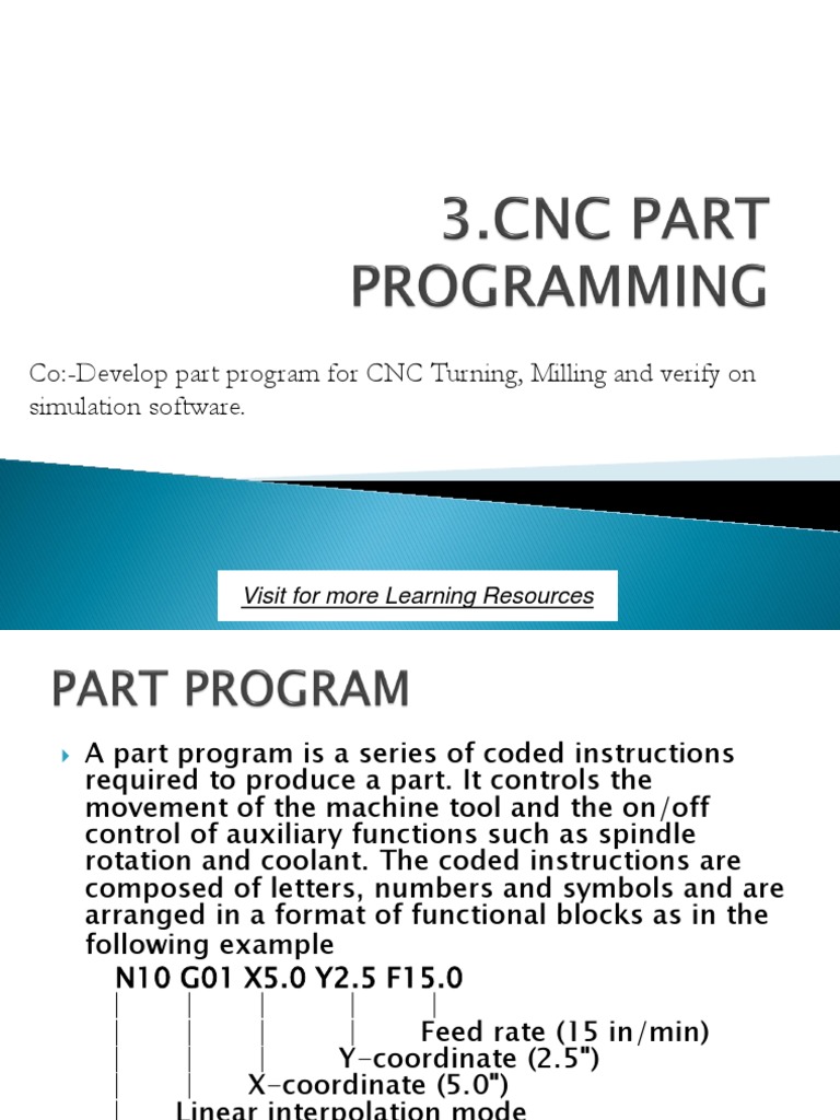 CNC Part Programming | PDF | Numerical Control | Computer Aided Design