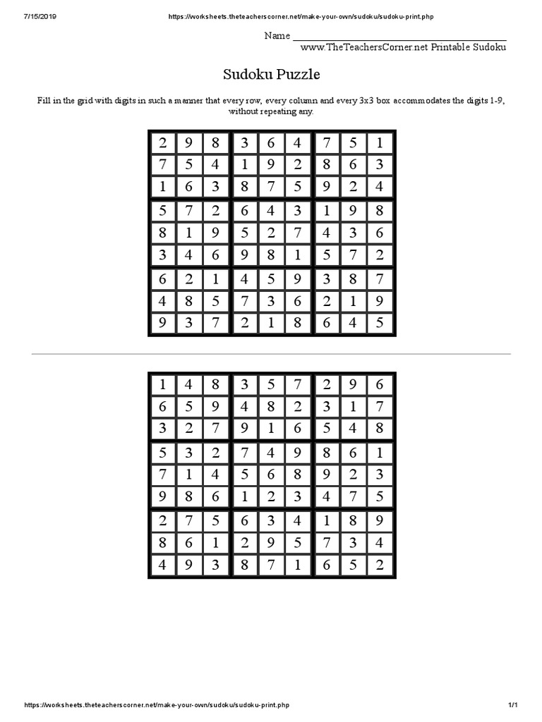 A Pair of Challenging Sudoku Puzzles to Test Your Logic and Problem ...