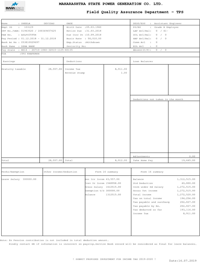 Payslip PDF | PDF | Income Tax | Taxes