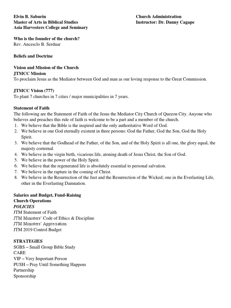 Church Administration | PDF | Christian Denominational Families | Theology