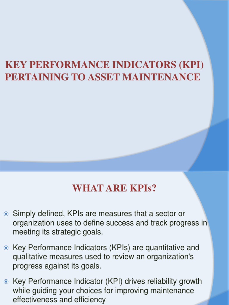 Establishing Effective Key Performance Indicators for Measuring Asset ...
