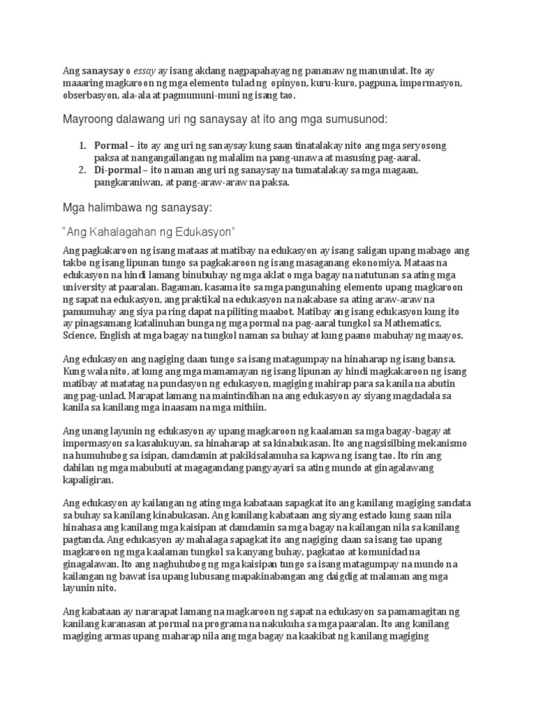 Sanaysay | PDF