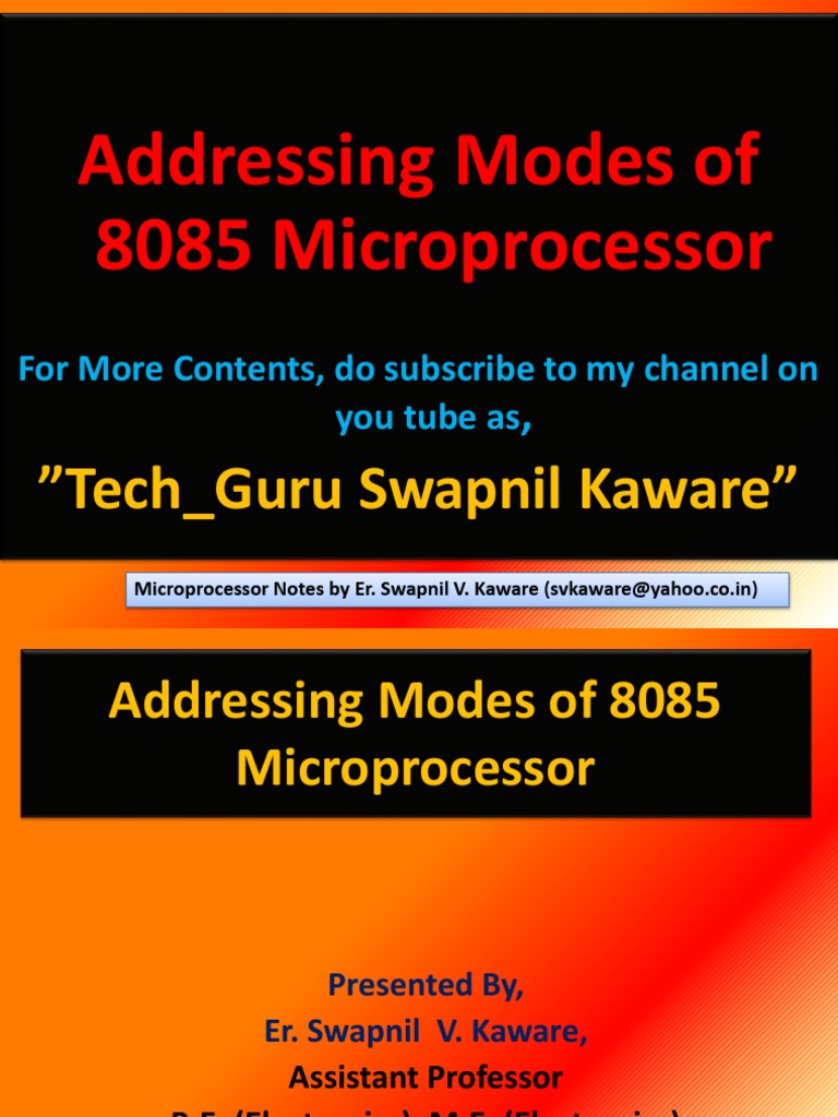 Addressing Modes of 8085 Microprocessor By, Er. Swapnil V. Kaware | PDF | Central Processing ...
