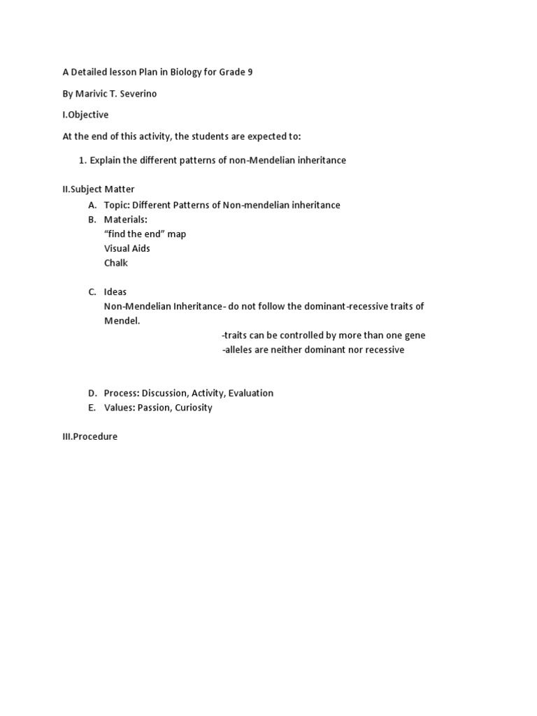 Lesson Plan Science 9 | PDF | Human Skin Color | Dominance (Genetics)
