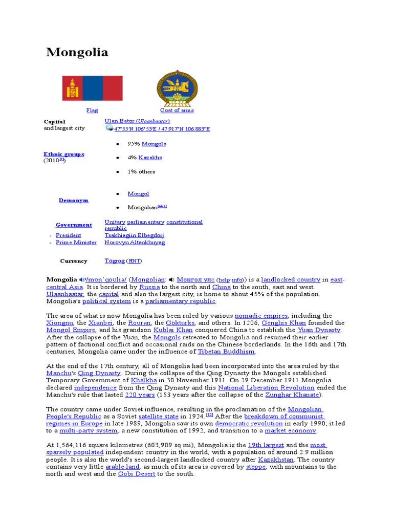 All About Mongolia | PDF | Mongolia | Mongols