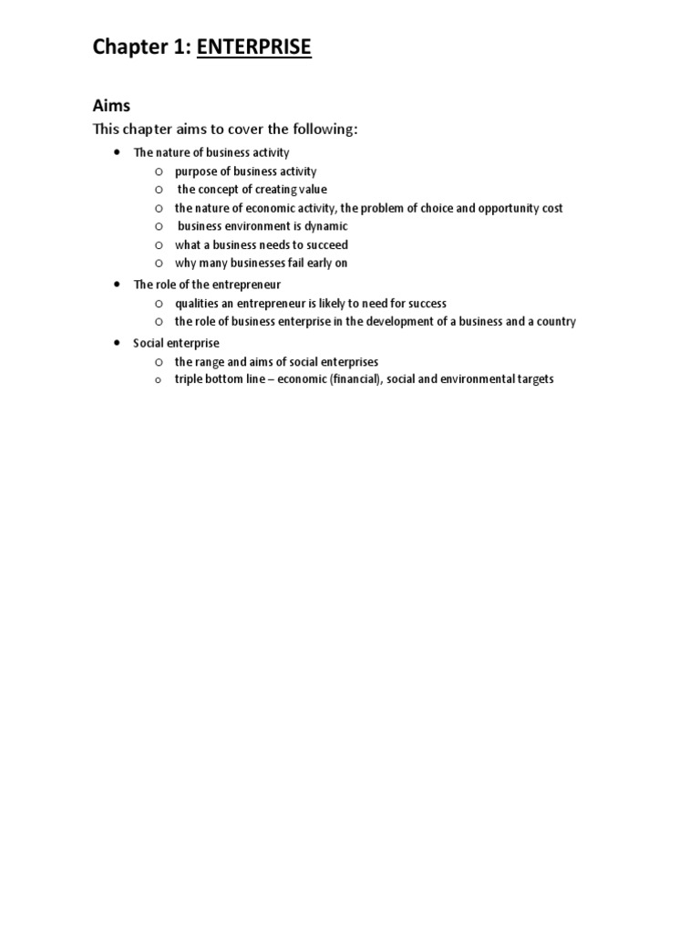 Notes Unit 1 - CH 1-Enterprise | PDF | Factors Of Production ...