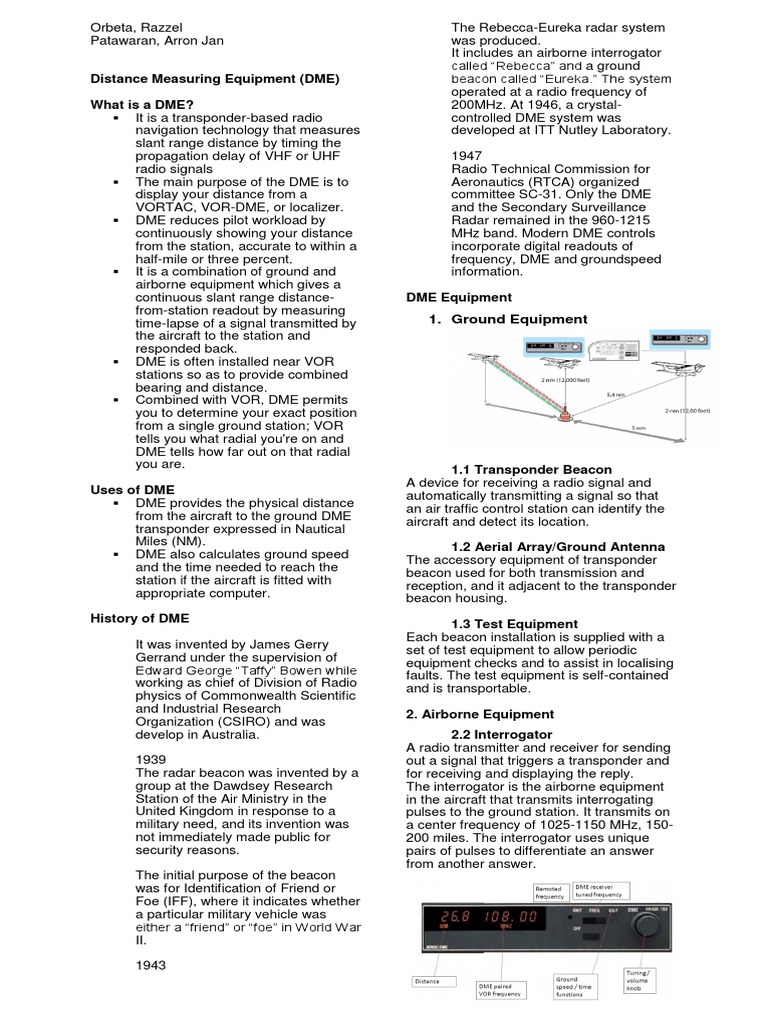Distance Measuring Equipment (DME) What Is A DME? | PDF | Broadcasting ...