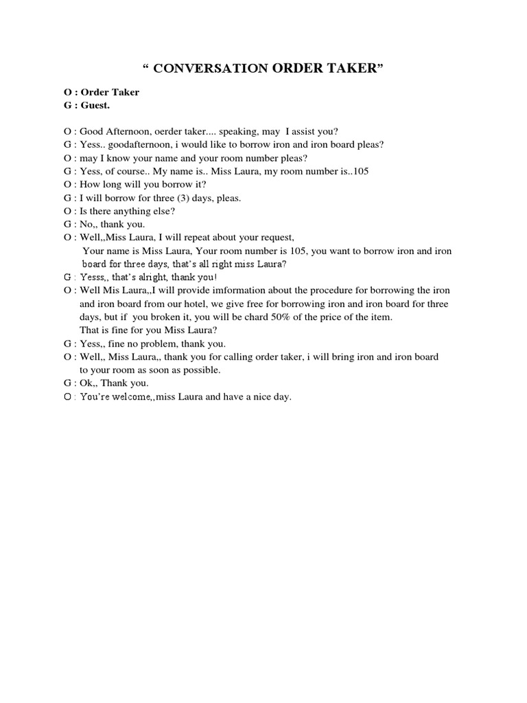 Conversation Order Taker | PDF